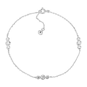 Silpada .925 Sterling Silver Anklet for Women, Cubic Zirconia Ankle Bracelet, Jewelry Gift Idea, 'Clarity Loll', 9" + 1"