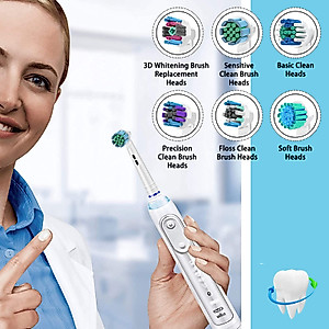Brush Heads Replacement Compatiable for Oral b Barun,Electric Toothbrush Heads with Dupont Bristles Contain Precision,Floss,Cross,3D Clean Compatible with Oral-B 7000/Pro 1000/9600/ 5000/3000/8000