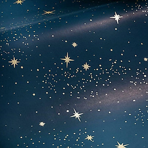 RoomMates RMK11319WP Upon A Star Navy and Metallic Peel and Stick Wallpaper
