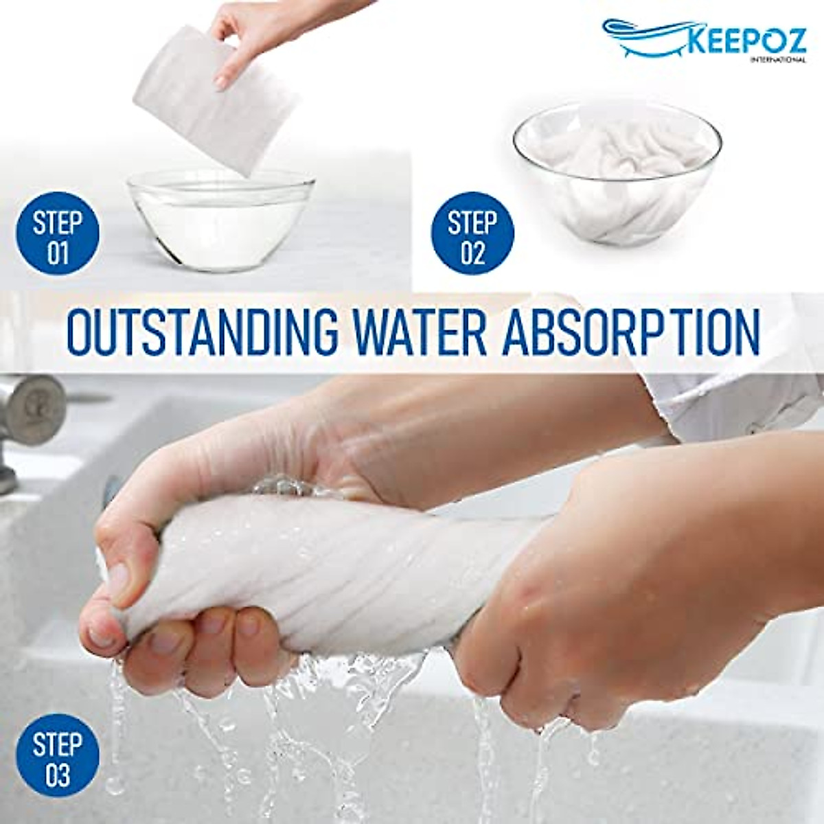 KEEPOZ Hair Towel Wrap Quick Dry 100% Cotton Super Absorbent Turban Head Wrap for Women with Button, Non Microfiber Anti Frizz Hair Products, Hair Cap for Curly, Long & Thick Hair (1Pc)(White)