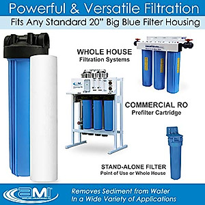 APPLIED MEMBRANES INC. 5 Micron Sediment Filter Replacement | 20" Whole House Sediment Filter | Depth Filter Removes Rust, Dirt, Sand, Silt, and Suspended Solids | H-F20BB05CF