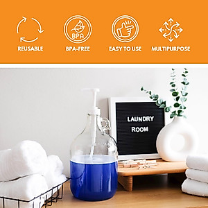 FastRack Laundry Detergent Dispenser | 1 G Clear Glass Dispenser with Pump for Commercial Soap Dispenser, Fabric Softener or Syrup Pump | 128 oz Capacity | Food Grade – ECO Friendly - Made in USA