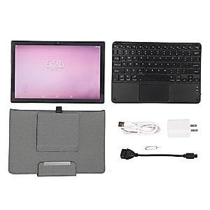 Luqeeg 10.1 Inch Tablet 8GB RAM 256GB ROM 4G Network FHD 2 in 1 Tablet with Learning Keyboard for Android 12 (US Plug)
