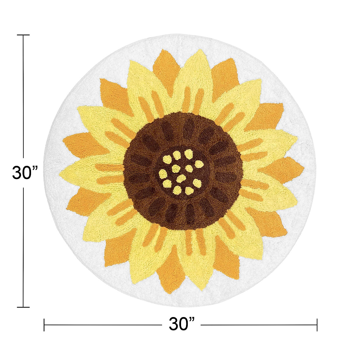 Sweet Jojo Designs Sunflower Floral Accent Floor Rug or Bath Mat - Yellow, Green and White Boho Farmhouse Flower