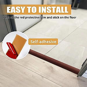 Floor Transition Strip, 3.3 Ft Self Adhesive Vinyl Flooring Transition Strips Wood to Tile Floor Divider Strip for Joining Floor Gaps Tiles Carpet Threshold Transition (1.58in W, Coffee)