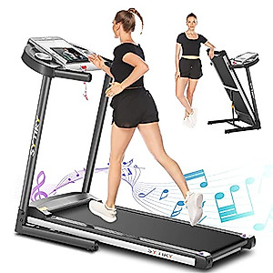 SYTIRY Folding Treadmill,10'' HD Touchscreen, WiFi, TV, YouTube and Facebook, Compact Treadmills Easy Assembly, Walking Jogging Running Machine for Family & Office Use TR060801