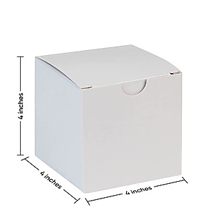 Hammont Cube White Gift Tuck Top Boxes (18 Pack) | 4x4x4” Small Paper Boxes | for Party Favors, Cupcakes, Weddings, Birthday & Christmas