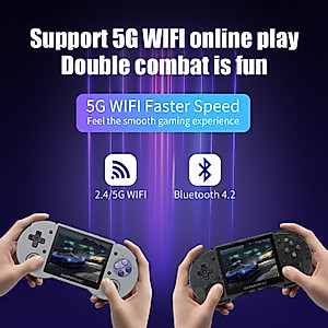 RG353P Retro Handheld Game Machine with Dual OS Android 11 and Linux, RG353P Multi Touch Support 5G WiFi 4.2 Bluetooth Online Fighting, RG353P Handled with 64G TF Card 4452 Games Support HDMI