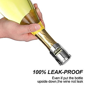 OWO Champagne Stopper with Stainless Steel, Professional Bottle Sealer for Champagne, Cava, Prosecco & Sparkling Wine, Champagne Saver Plug, Compact Champagne Bottle Plug Set of 2
