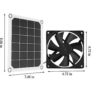 Multipurpose Solar Panel Fan Kit, 10W Solar Panel Powered Dual Fan, Waterproof Portable Outdoor Solar Exhaust Fan for Greenhouse, Dog House, Window Exhaust, RV
