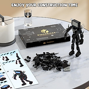 ICEBRICKS Skibidi Toilet TV Man Building Set, Big TV-Man Action Figure Toy,Giant TV Men Building Blocks, Anime Role Play Skibidi Toilet Action Figure, Fun Cartoon Toy for Kids and Fans (165Pcs)