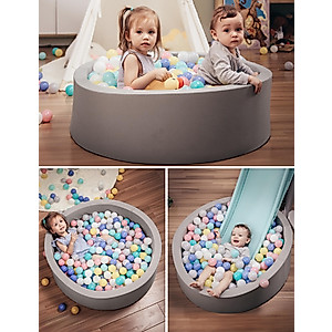 HOFISH Foam Playset with Ball Pit for Toddler Children, Playset Designed Easy to Clean or Install, Children Indoor Active Climbing Crawling and Playing -(Balls NOT Included) (Light Gray, 1PC)