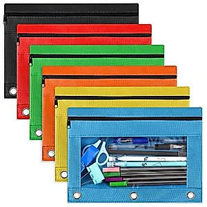 Gloween 6 Pack Binder Pencil Pouches for 3-Ring Notebook Binder, Fabric Pencil Pouches Cases Pockets Bags for Home/Office/School Supplies…
