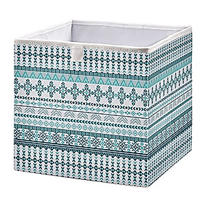 QUGRL Ethnic Triangle Geometric Storage Bins Organizer Mexican Indian Ornament Foldable Clothes Storage Basket Box for Shelves Closet Cabinet Office Dorm Bedroom 15.75 x 10.63 x 6.96 in