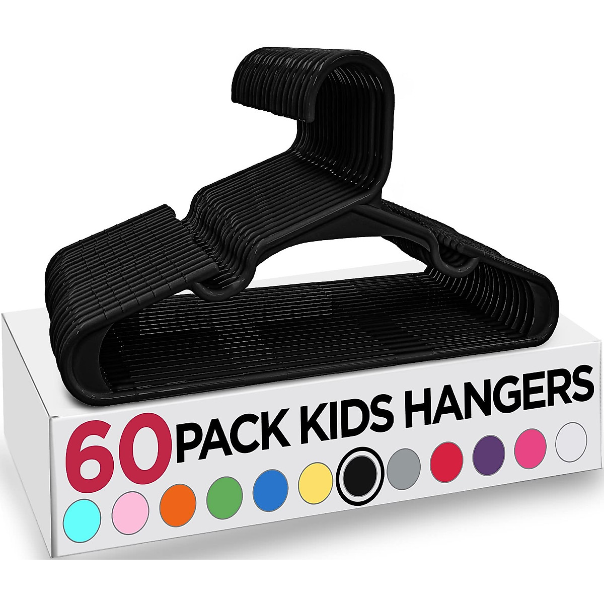 Utopia Home 60 Pack Kids Hangers - 11.5 Inch Plastic Baby Hangers for Closet - Childrens Hangers for Clothes & Infant Hangers for Closet - Ideal for Everyday Standard Use (Black)