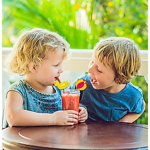 24 Pieces Beach Theme Reusable Shape Straws, Drink Straws Beach Ball Pool Summer Birthday Party Favor Decorations with 2 Cleaning Brushes 8 Color Straws