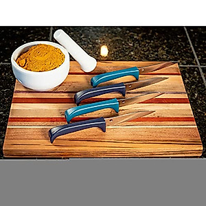 Spyderco Counter Puppy 6.9" Kitchen Knife with 3.46" Corrosion-Resistant 7Cr17 Stainless Steel Blade and Injection-Molded Blue Plastic Handle - Plainedge - K20PBL