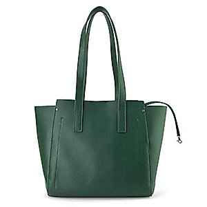 Women Tote Multiple Pockets Organized Shoulder Handbag for Work and Weekend, Office Lady Leather Bag (Green)