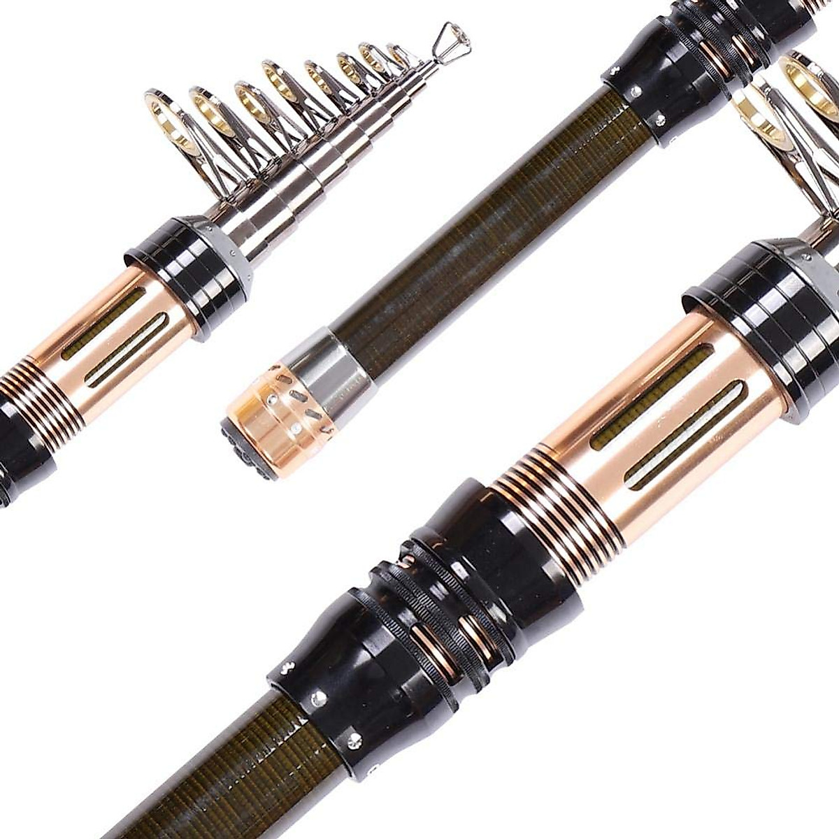 1.3M/1.5M/1.8M/2.1M/2.4M Fishing Rod Carbon Telescopic Fishing Rod Mini Portable Fishing Rod Sea Pole for Adults Kids Outdoor Sport Travel Freshwater Saltwater Fishing (1.3M)