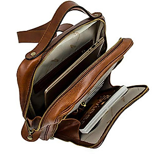 Time Resistance Leather Backpack Rucksack City Bag Unisex Matt Brown