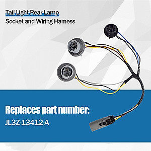 Tail Light Rear Lamp Socket and Wiring Harness 2018-2020 Ford Pickup F150 JL3Z-13412-A Rear Driver and Passenger Side