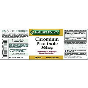 Nature's Bounty Chromium Picolinate 800 Mcg., 50-Count