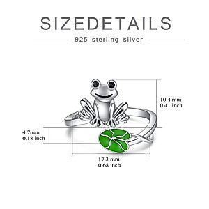 WINNICACA Frog Ring, Sterling Silver 925, Adjustable, White Gold Plated, Cubic Zirconia, for Women, Christmas, Birthday, Wedding Gift