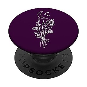 Eggplant Dark Purple - Boho Moon Wildflower Floral PopSockets Swappable PopGrip