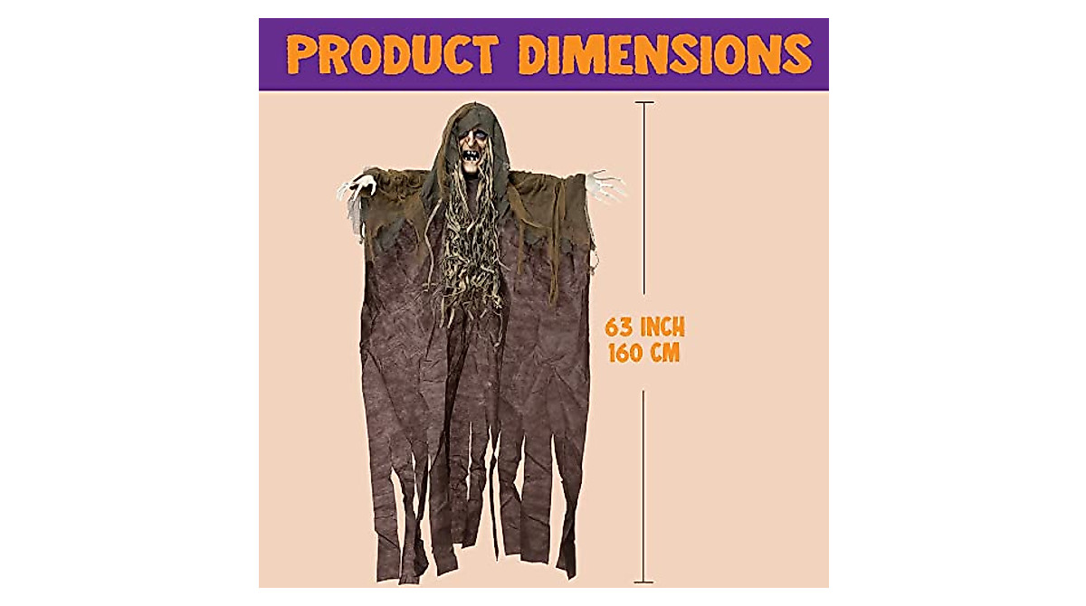 Creepy 63” Halloween Hanging Witch with Sound Activation