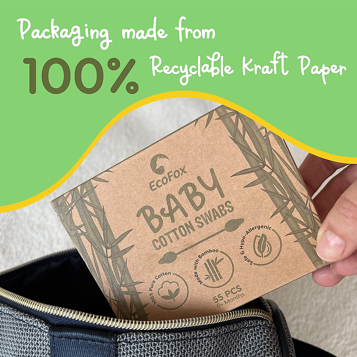 Baby Cotton Swabs 220 Count | Biodegradable & Organic Wooden Cotton Buds | Double Tipped Safety Ear Sticks | 100% Eco-Friendly & Natural | Perfect for Removing Toddler & Baby Ear Wax