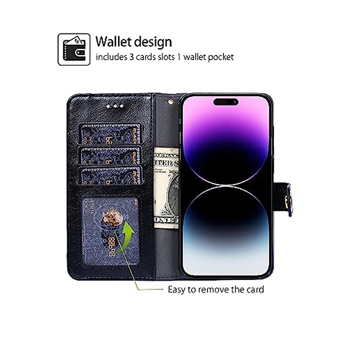 Arseaiy Case for OnePlus Nord CE2 Lite 5G/Oppo K10X 5G Flip Phone Case PU Leather Zipper Pocket Wallet Case Cover with Card Holder Kickstand Shell Black