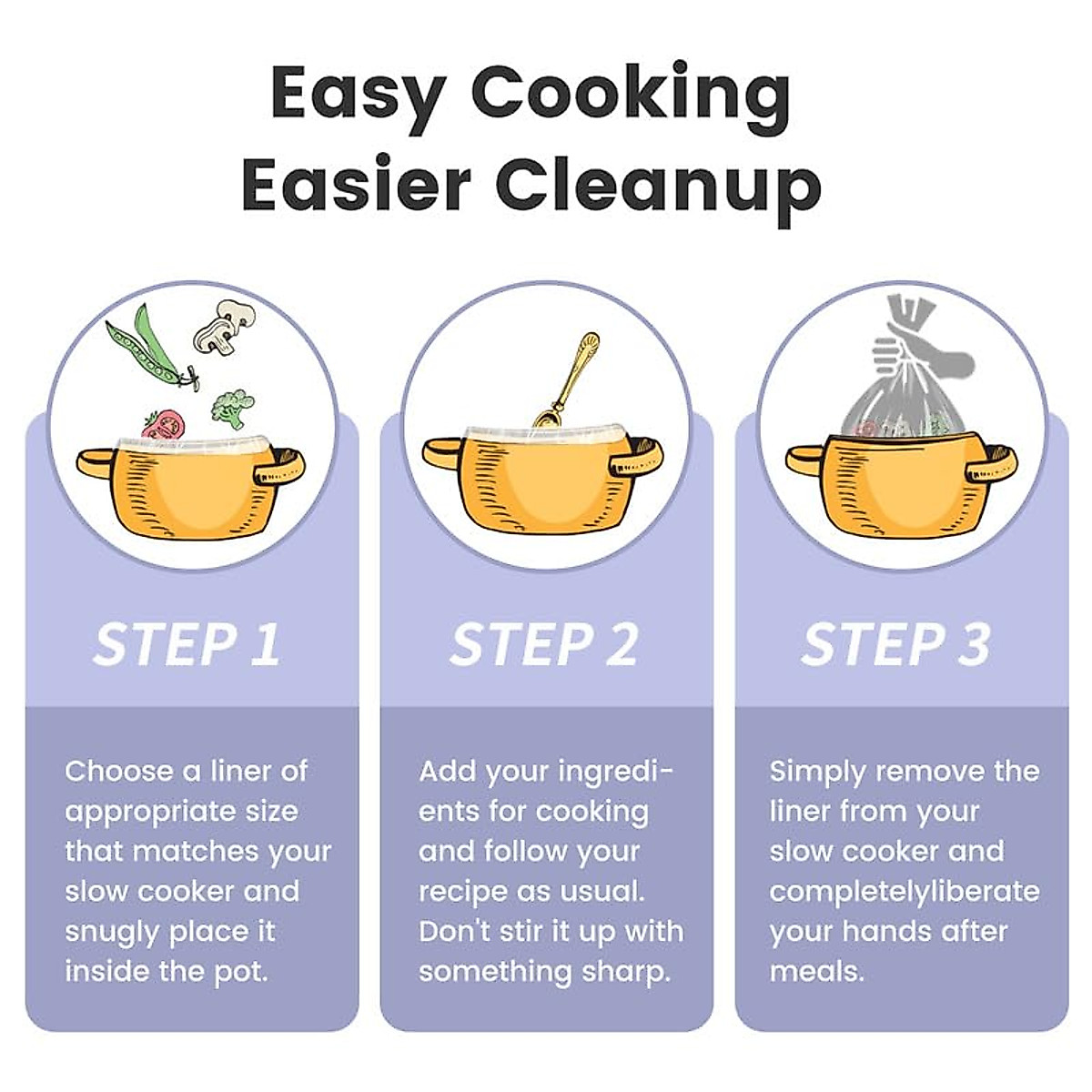 KOOC Slow Cooker Liners 8"x11" 20 Count Mini Size Disposable Pot Liners Cooking Bags Fit 0.65 qt to 1.25 qt Pot BPA Free Fresh Locking Seal Design