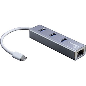 Inter-Tech Argus IT-410-S Adaptor USB Type C to GbitLAN with 3X USB 3.0 Hub