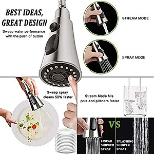 Motion Sensor Automatic Kitchen Faucet Touchless, monbar Pull Down Single Handle One/3 Hole 3 Setting Sprayer Brushed Nickel Solid Brass Kitchen Faucets Spot Free Lead-Free