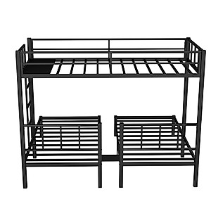 Harper & Bright Designs Metal Triple Bunk Beds for 3, Bunk Bed Twin Over Twin & Twin Size, 3 Bed Bunk Beds for Kids, Teens,Can be Separated into 3 Twin Beds, Black