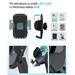 ENQINN Cup Holder Phone Mount for Car with Expandable Base, 2-in-1 Adjustable Cup Cellphone Holder Mount Compatible with iPhone Samsung Pixel and All Smartphones and Other Bottles Mugs in 3.4"-4.0"
