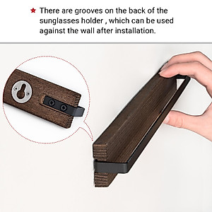 Mkono Wood Sunglasses Storage Organizer Wall Mounted Rustic Eyeglasses Display Holder Eyewear Glasses Hanging Rack for Entryway Living Room Bedroom, 3 Pack, Brown