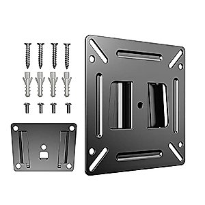 SJBRWN RV TV Wall Mount Fit Most 14-24 Inch Flat Screen Low Profile Metal Bracket Ultra Slim Monitor Mount 17 19 21" Fixed Small Camper Monitor Wall Mount Bracket VESA Up to 100x100mm Max Load 33lbs