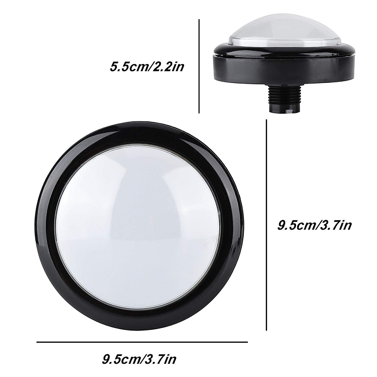 Push Buttons, 100MM LED Light Lamp Big Round Video Game Push Buttons Video Game Player Push Switch for Machine Games with Strong Wear Resistance(White)