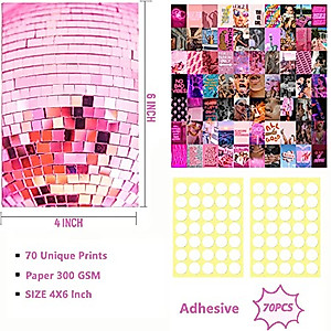 pwlsmomo Wall Collage Kit pink Aesthetic Trendy Photo Collage Kit, Dorm Room Decor 70 Pcs 4x6 Inch