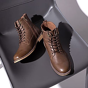 Vostey Men's Motorcycle Boots Business Waterproof Ankle Boots Casual Oxford Boots for Men (BMY8061 Brown 10.5)