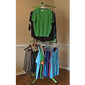 HOME SOLUTION Foldable Garment & Clothes Drying Rack, 2-Tier Adjustable Height, 60 Garments, Stainless Steel, Sturdy 4 Legs, Wheels