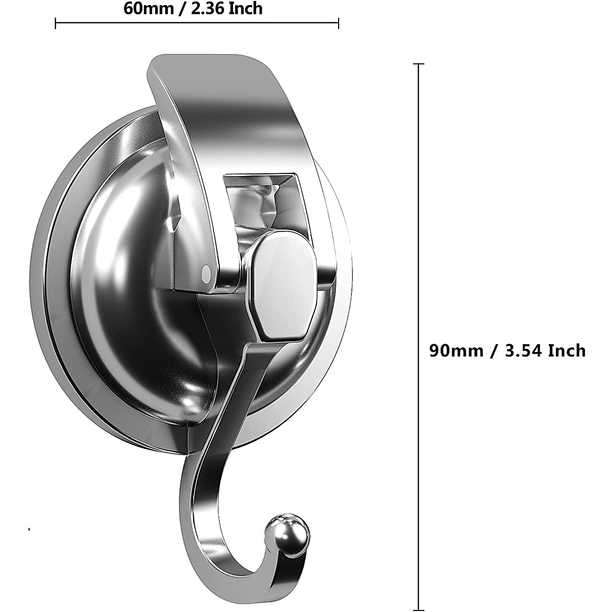 SOCONT Suction Cup Hooks for Shower, Heavy Duty Vacuum Shower Hooks for Inside Shower, Silver-Plated Plished Easy to Install Super Suction for Kitchen Bathroom Restroom, 4 Pack