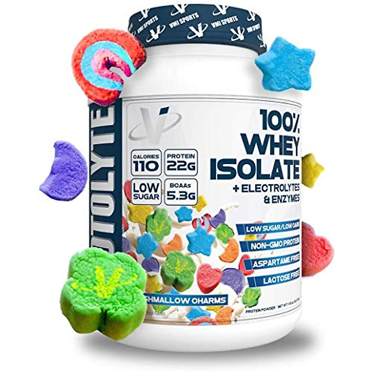 VMI Sports | ProtoLyte Whey Isolate Protein Powder | Low Calorie Whey Protein Powder for Weight Loss | Protein Powder for Muscle Gain | Digestive Enzymes | Non-GMO (Marshmallow Charms, 4.6 Pounds)