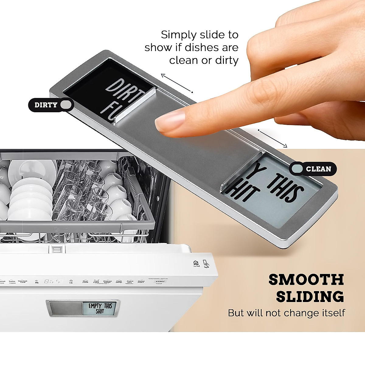 Kitchen Dishwasher Clean Dirty Magnet Funny Sign for Home Organization, Kitchen Gadgets, Home Decor, Kitchen Accessories, Dirty Clean Indicator Slider, Laundry room organization Magnets, Cute black