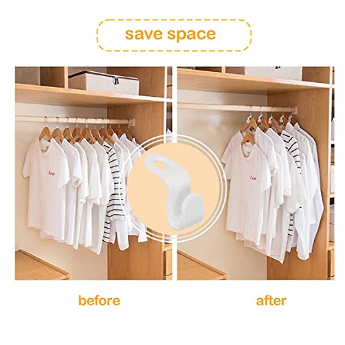 Clothes Hanger Connector Hooks 100Pcs Mini Cascading Hanger Hooks Clothes Closet Cascading Connection Hooks Hanger Extender Clips for Outfit Organizer Hangers Space Saving (White)