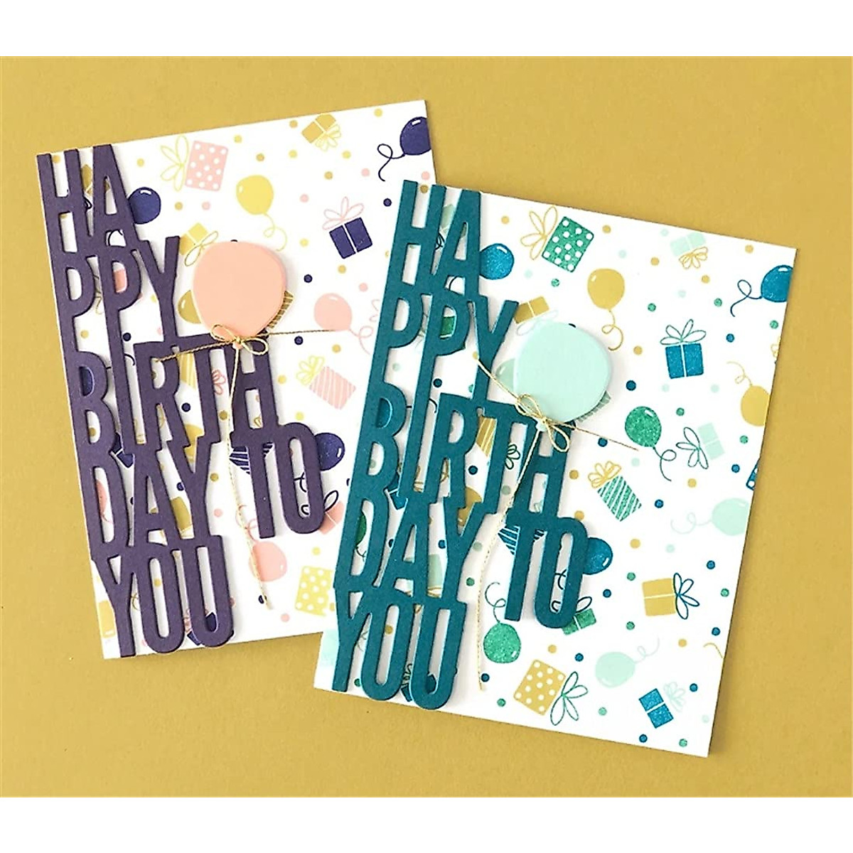 Mvchifay Cutting Dies Metal Stencils Scrapbooking Tool DIY Craft Carbon Steel Embossing Template for Paper Card Making (happy birthday ballon-14.6x12.2cm)