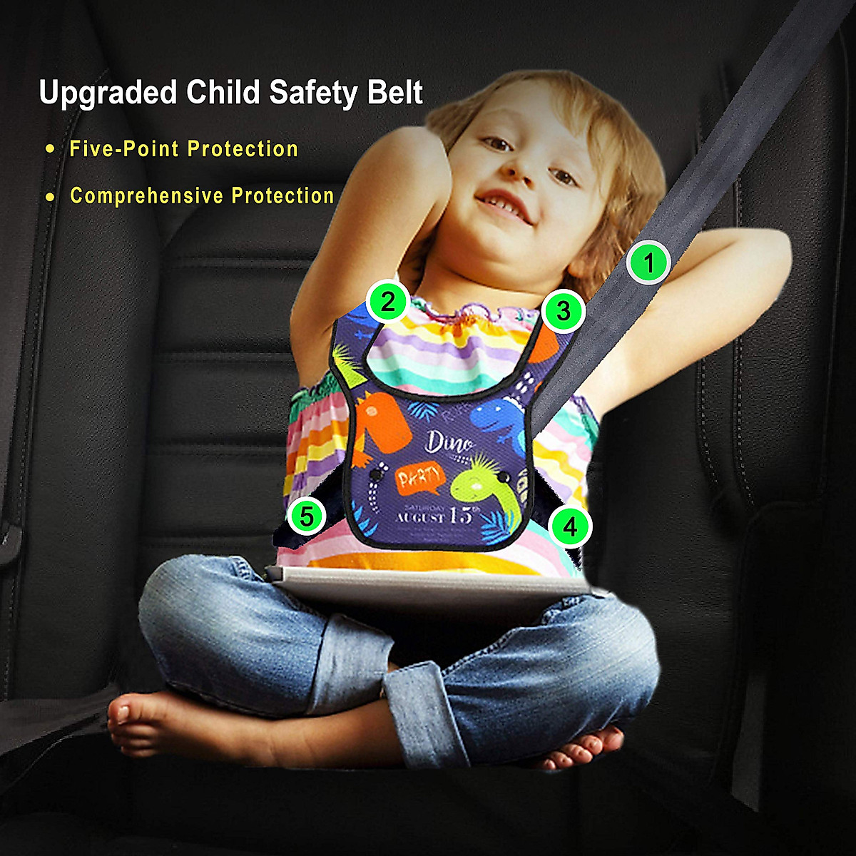 Child Seat Belt Adjuster for Kids, Adjustable Car Seatbelt Protector, Soft Auto Seat Belt Cover Universal Safety Travel Harness Locking Covers for Toddler, Baby, Short People