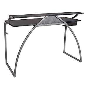 OSP Home Furnishings Alpha Battlestation Gaming Desk, Black