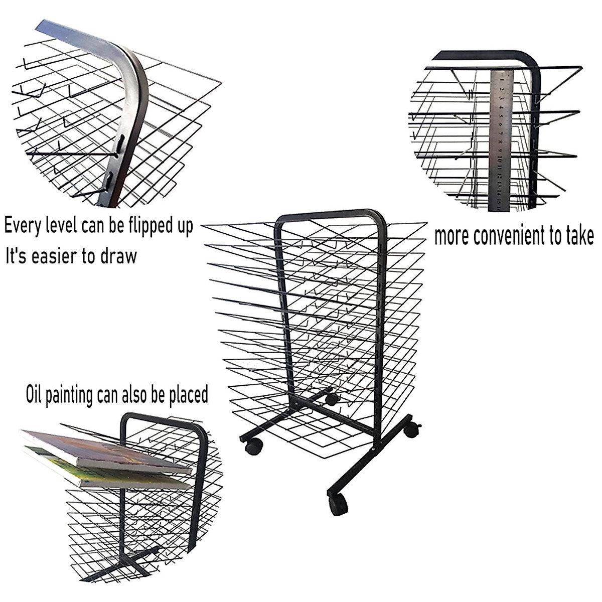 Art Drying Rack - Sided Wire Drying Shelf, Classroom Studio Home Painting Drying Rack, Double Sided Art Rack Storage Organizer On Wheels, Drying & Print Racks, for Kids, Artists ( Size : 10-layer )